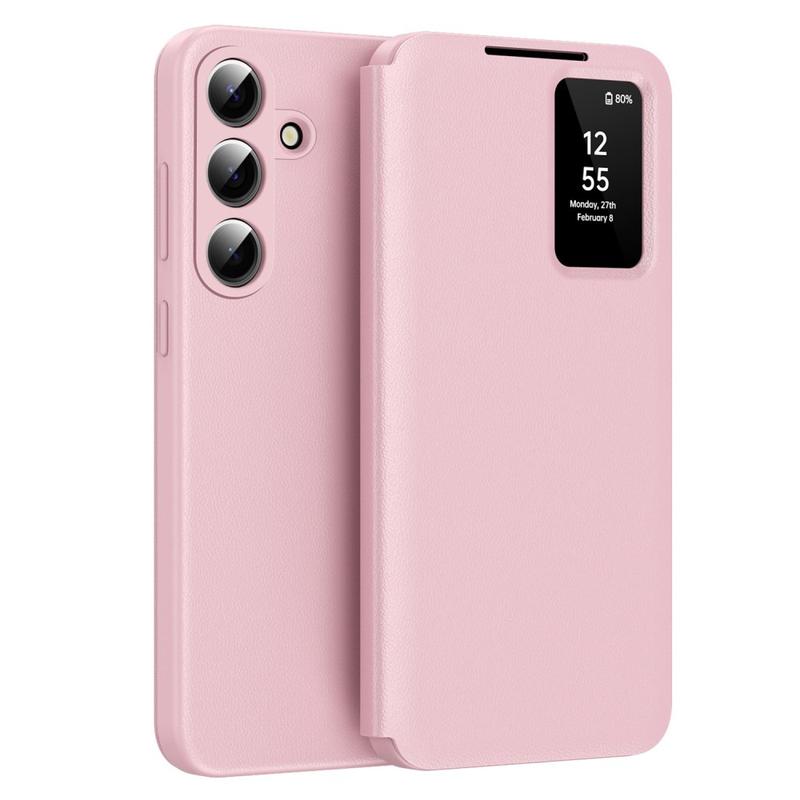 Samsung Galaxy S26/S26 Pro Smart Clear View Flip Case with Card Slot - Pink